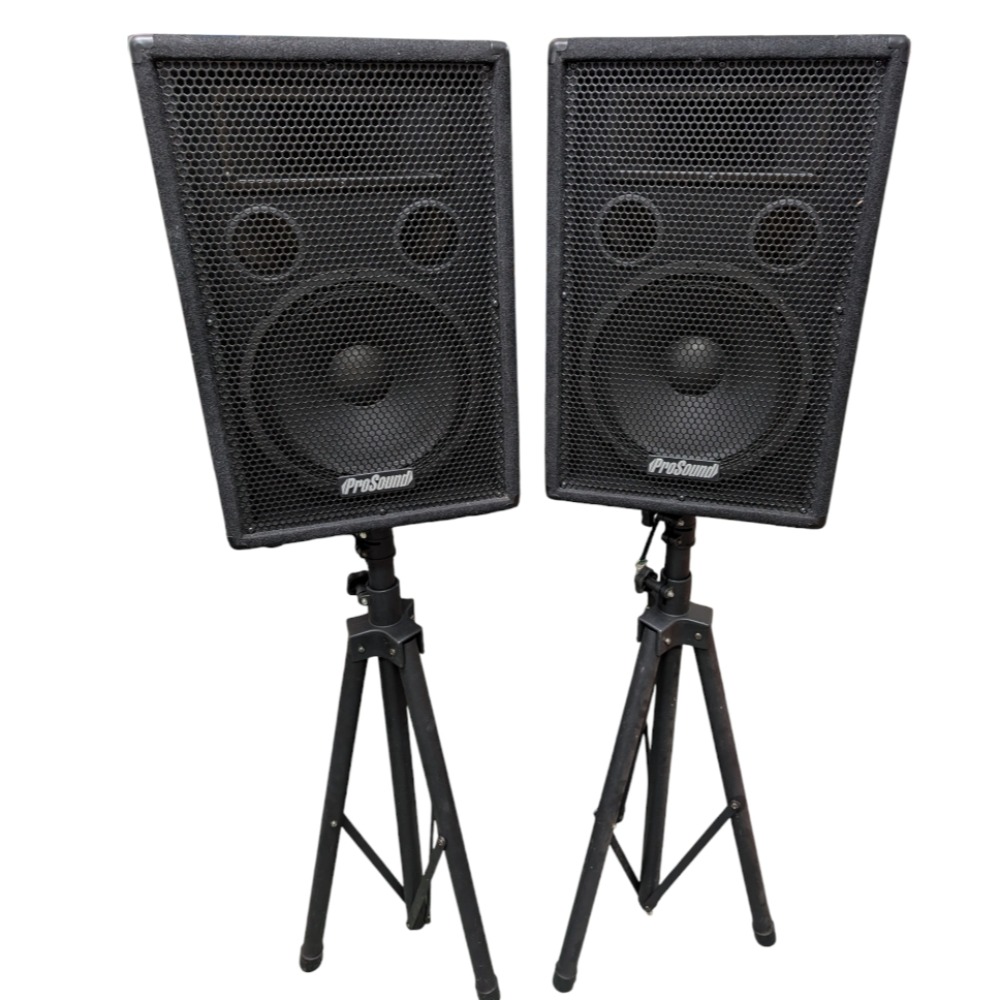 Pre-owned PROSOUND PS120 SPEAKER PAIR WITH STANDS - Own4Less